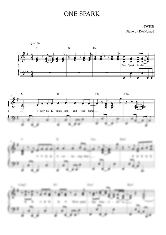 악보 > TWICE - ONE SPARK by KeyNomad