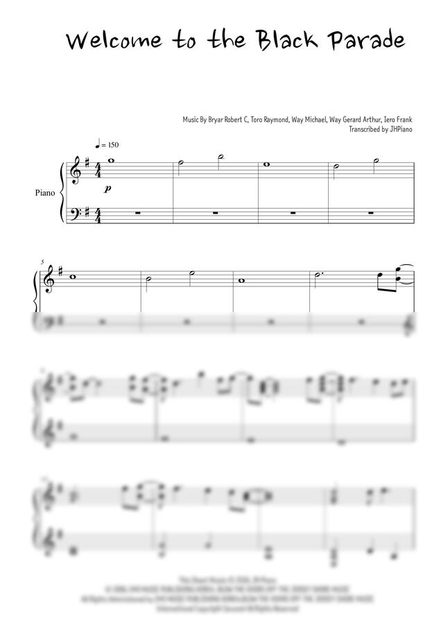 악보 > my chemical romance - welcome to the black parade (어려움) | 지훈피아노 ...