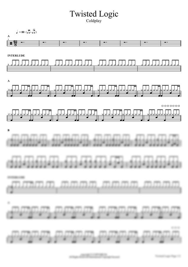 악보 > Coldplay - Twisted Logic by COPYDRUM