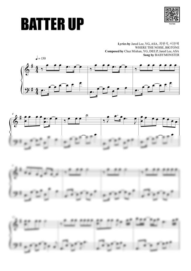 악보 > BABYMONSTER - BATTER UP by 한뼘피아노