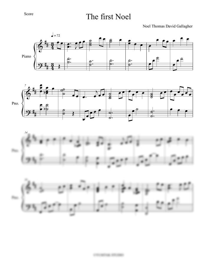 악보 > The first Noel(저 들 밖에 한밤중에) (캐롤 BGM) by 윰탁 스튜디오