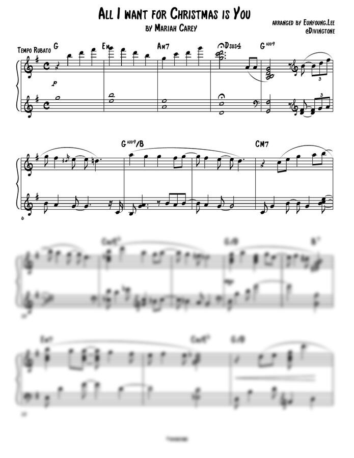 악보 > Mariah Carey - All I want for Christmas is You by Divingtone