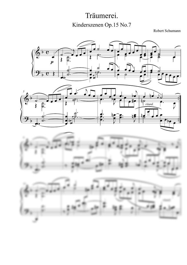 악보 > R. Schumann (슈만) - Kinderszenen - VII. Traumerei (트로이메라이) (원곡) by ...