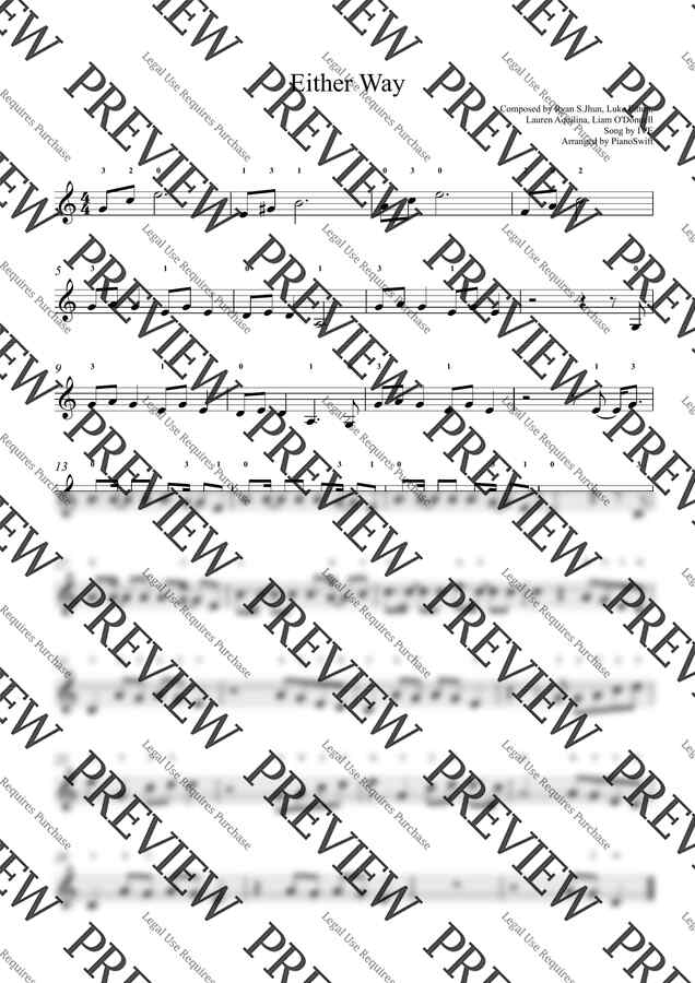 악보 > IVE - Either Way(쉬운키 바이올린 악보) (손가락번호 표기) by 피아노스위프트