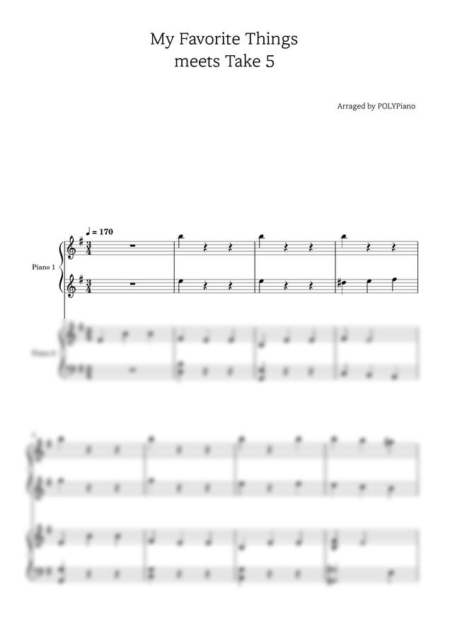 악보 > 사운드 오브 뮤직 OST - My Favorite things meets Take five (4 hands) by 폴리피아노
