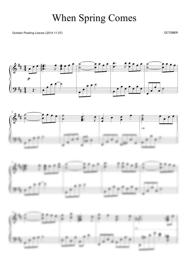 악보 > 악토버 (OCTOBER) - When Spring Comes