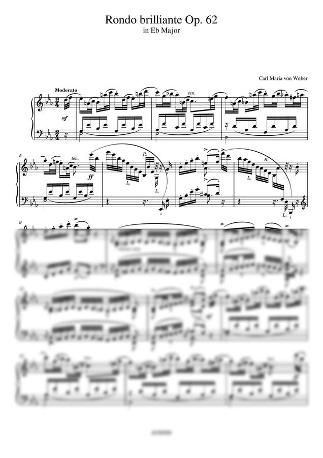 악보 > C. M. Weber (베버) - Rondo brilliante Op.62 (화려한 론도) (콩쿨 추천곡) | JUNPIN