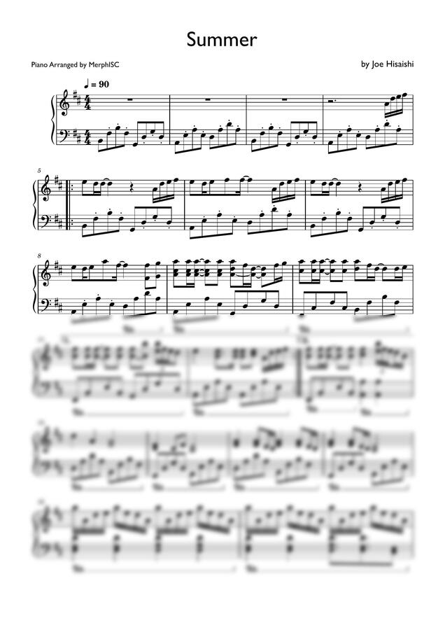 악보 > 히사이시 조 - Summer(기쿠지로의 여름 ost) by MerphISC