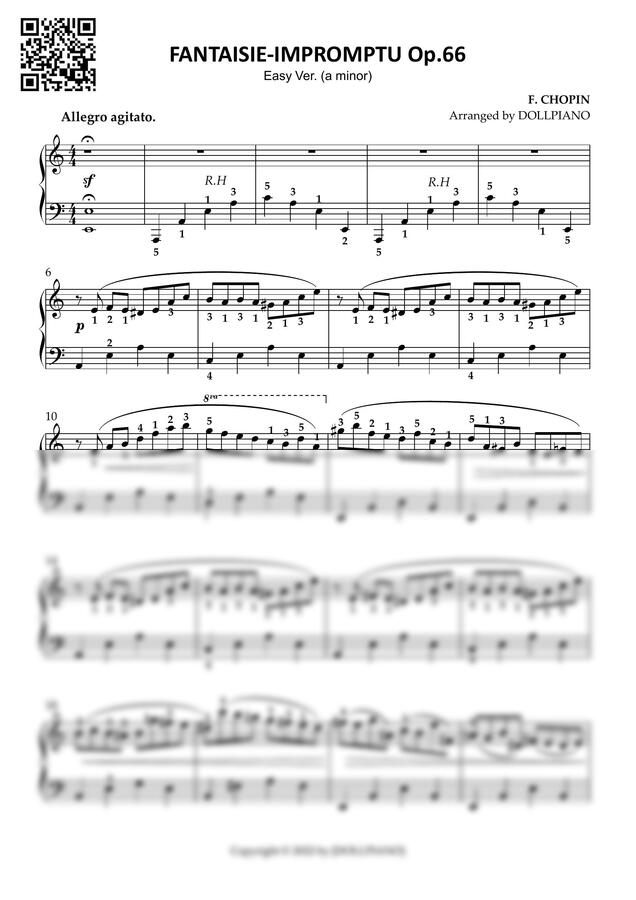 악보 F Chopin 쇼팽 Fantasie Impromptu Op 66 즉흥환상곡 쉬운 악보 By