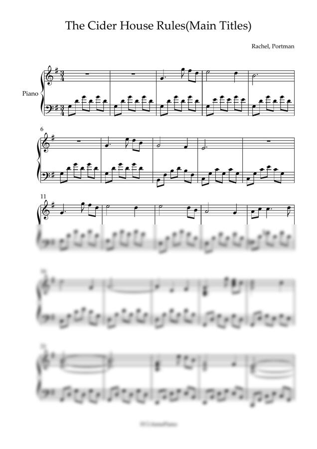 악보 > Rachel M. B. Portman(레이첼 포트먼) - The Cider House Rules(사이더 하우스)/난이도 ...