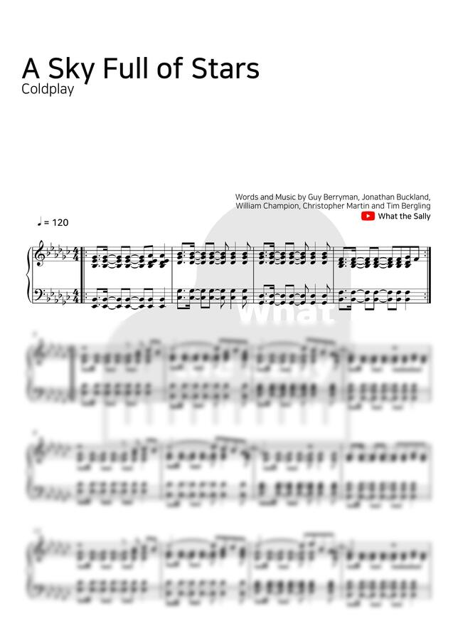 악보 > Coldplay - A Sky Full of Stars (재즈피아노 솔로)