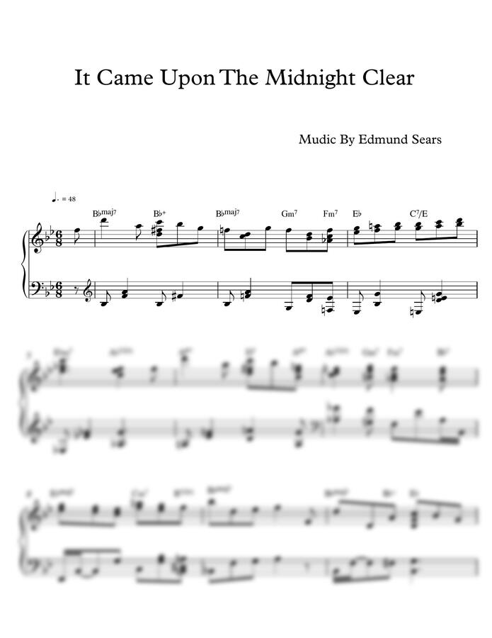 악보 찬송가 112장 그 맑고 환한 밤중에 It Came Upon The Midnight Clear 재즈 편곡
