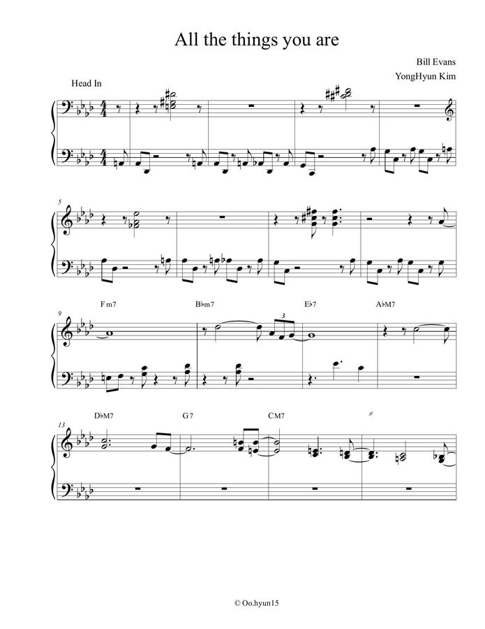 Bill Evans (빌 에반스) - All the Things You Are - Oo.hyun 피아노 악보 | 마피아