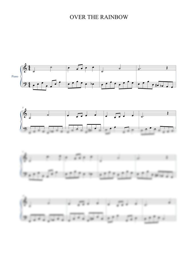 악보 > 오즈의 마법사 ost - over the rainbow (쉬운버전 피아노) by 청음미