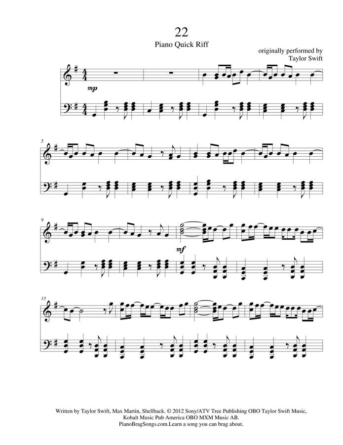 악보 > Taylor Swift - 22