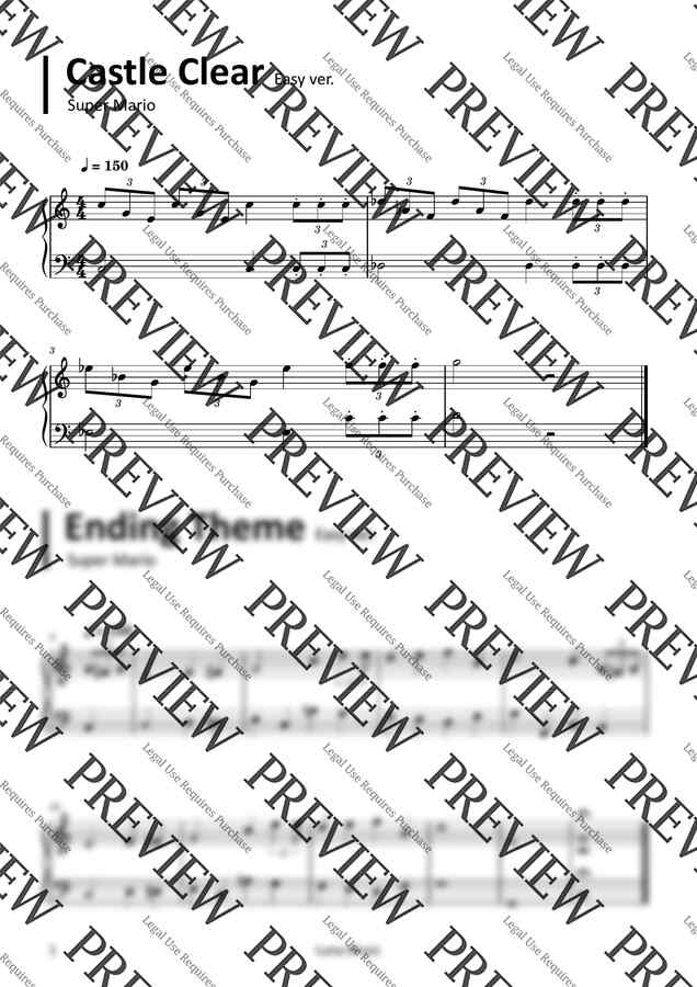 악보 > 슈퍼마리오 OST - Castle Clear + Ending Theme (쉬운 악보) by 루나뮤직 Easy