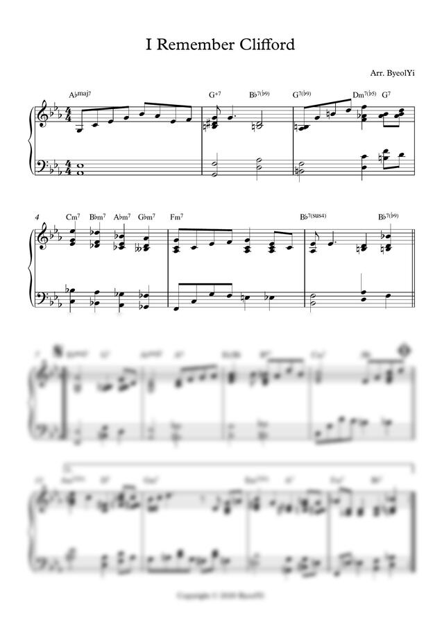 악보 > Art Blakey - I Remember Clifford (Jazz Piano) by ByeolYi