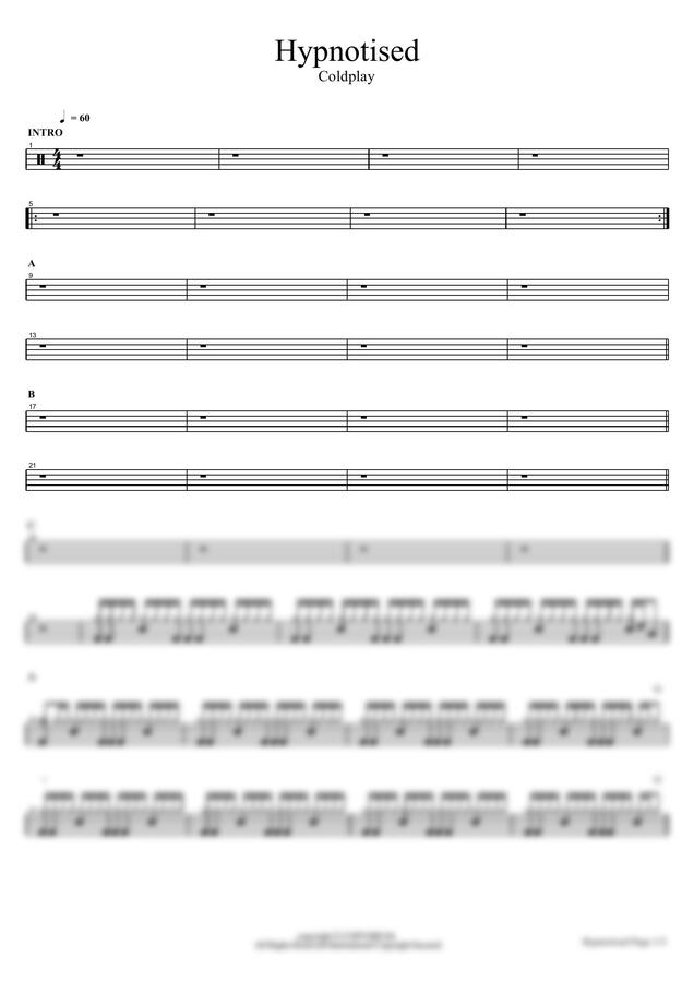 악보 > Coldplay - Hypnotised by COPYDRUM