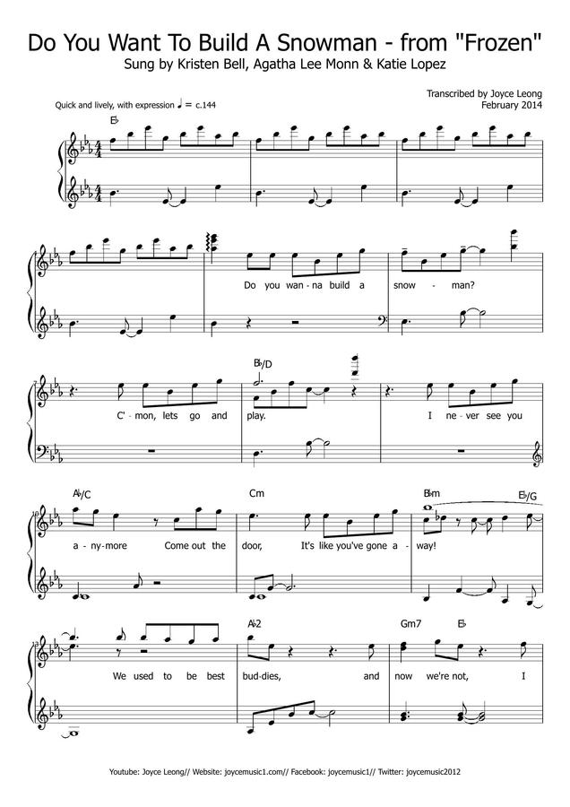 악보 > Do you want to build a snowman?