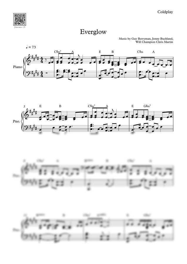 악보 > Coldplay - Everglow by 피아노인유