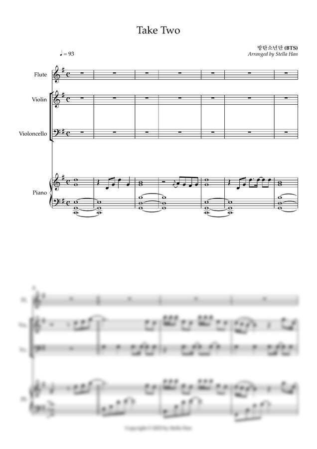 악보 > 방탄소년단(BTS) - Take Two (앙상블 및 솔로) by Stella Han