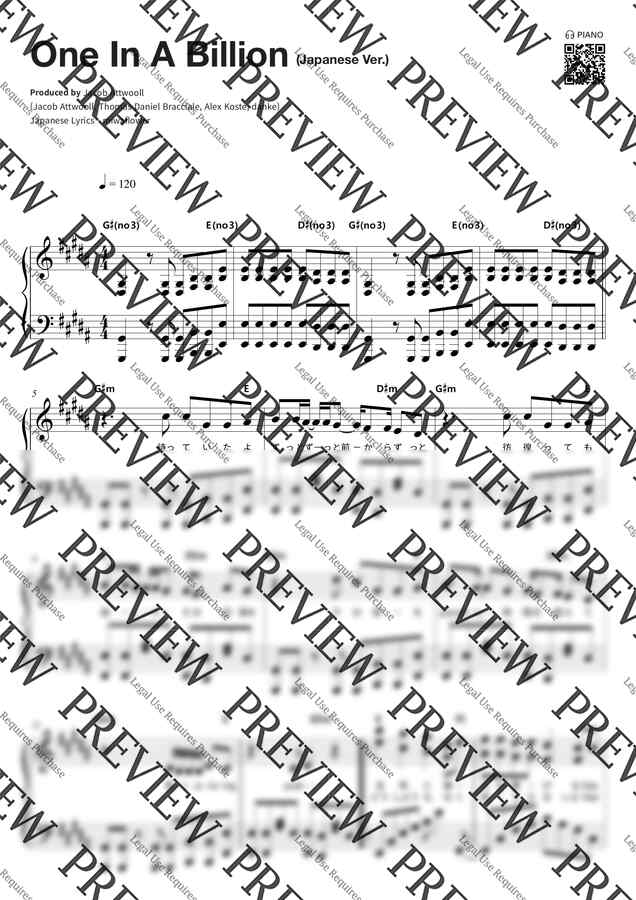 악보 > ENHYPEN (엔하이픈) ‘One In A Billion (Japanese Ver.)’ | Intermediate