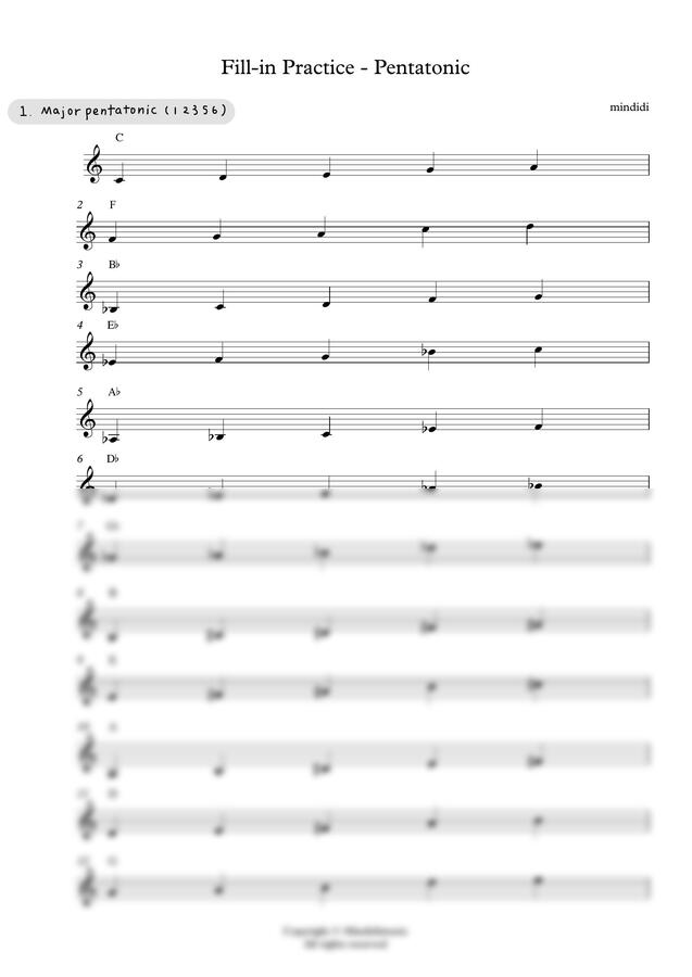 악보 > mmjj_ - Fill in practice - Pentatonic (5ver,12key) by mmjj_