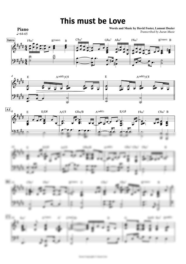 악보 > David Foster - This Must Be Love by Jueun Music
