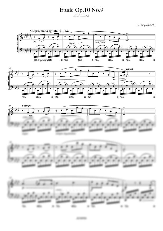 악보 > F. Chopin (쇼팽) - Etude Op.10 No.9 (에튀드 9번 "밤 여행") by JUNPIN