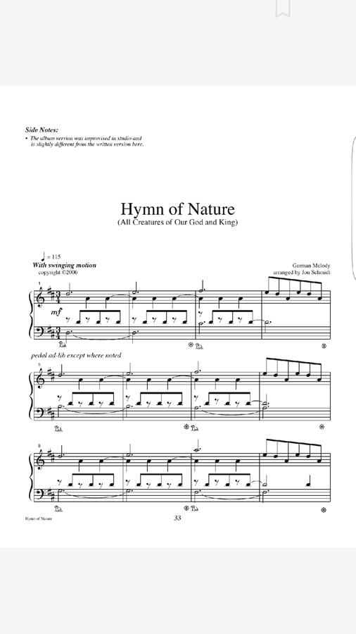 악보 > Jon Schmidt - Hymn of Nature
