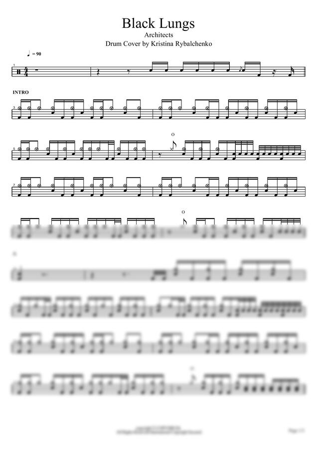 악보 > Architects - Black Lungs (Drum Cover by Kristina Rybalchenko) by ...