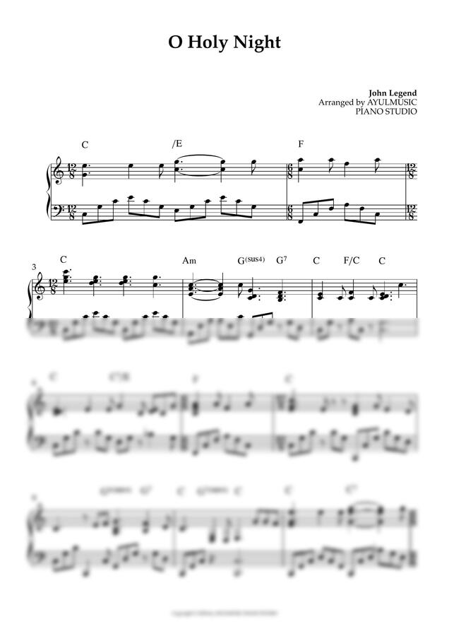 악보 > John Legend - O HOLY NIGHT (C Key) (1절 피아노 악보) by AYULMUSIC PIANO ...