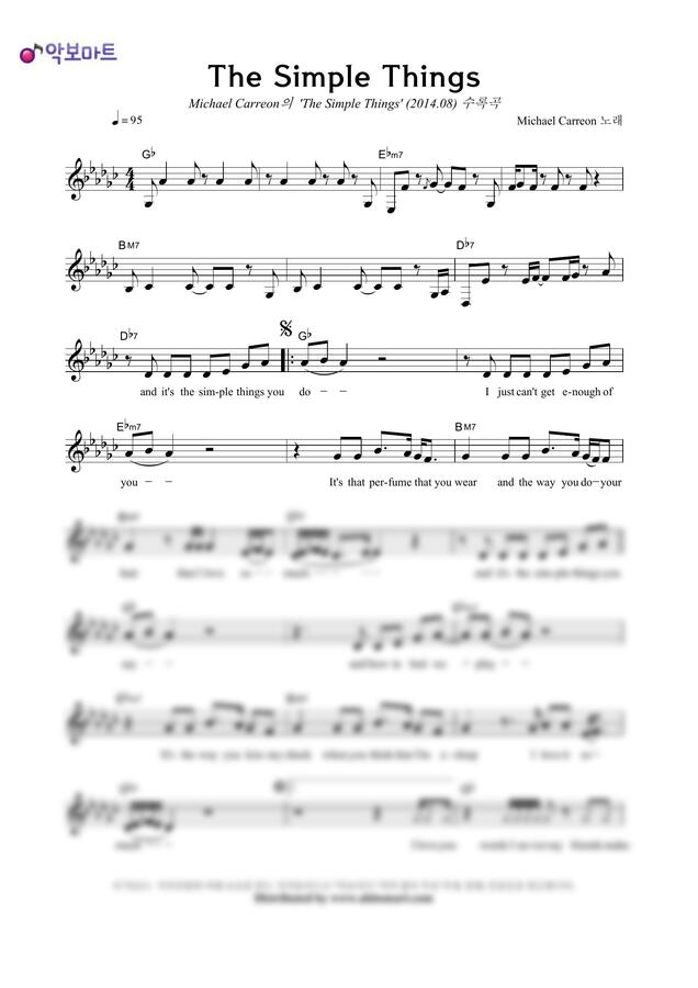 악보 > Michael Carreon - The Simple Things by 악보마트