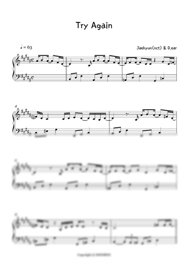 악보 > 디어 (d.ear), 재현 (JAEHYUN) - Try Again (쉬운악보) by MINIBINI