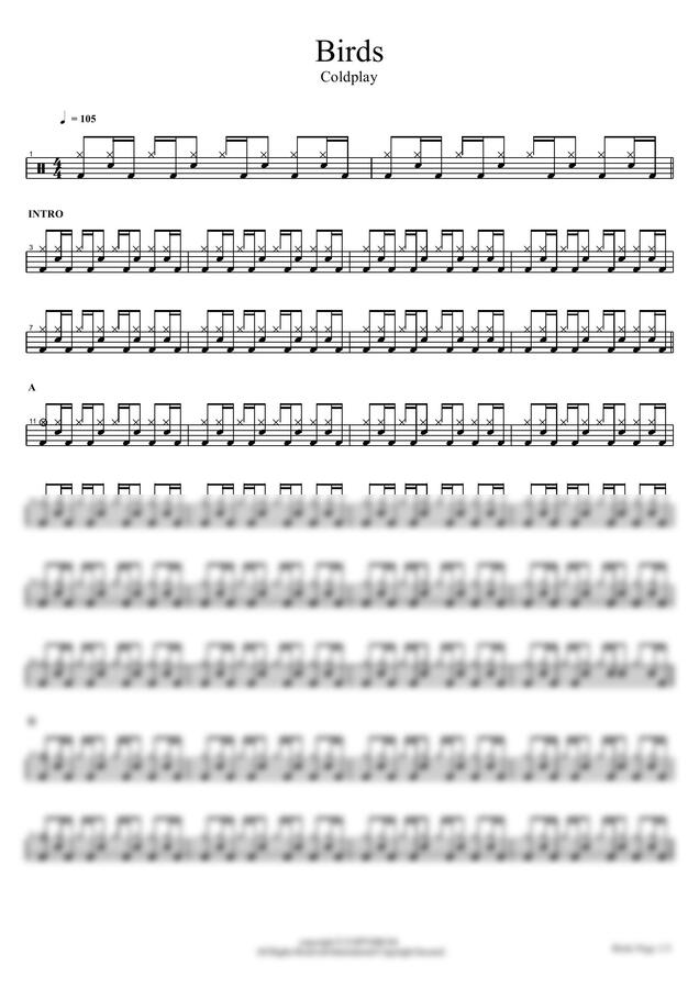 악보 > Coldplay - Birds by COPYDRUM