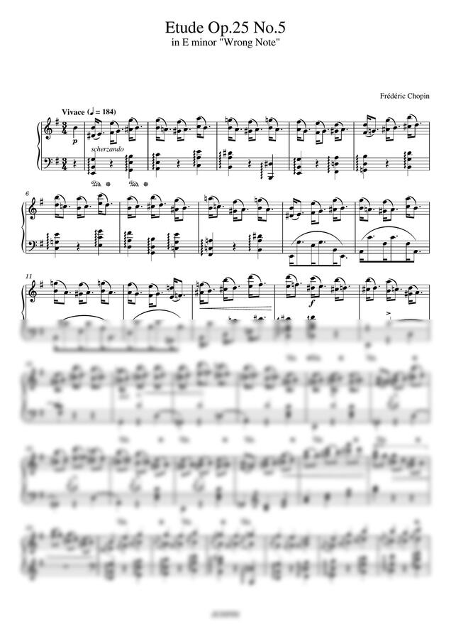 악보 > F. Chopin (쇼팽) - Etude Op.25 No.5 (에튀드 17번 "추억") by JUNPIN