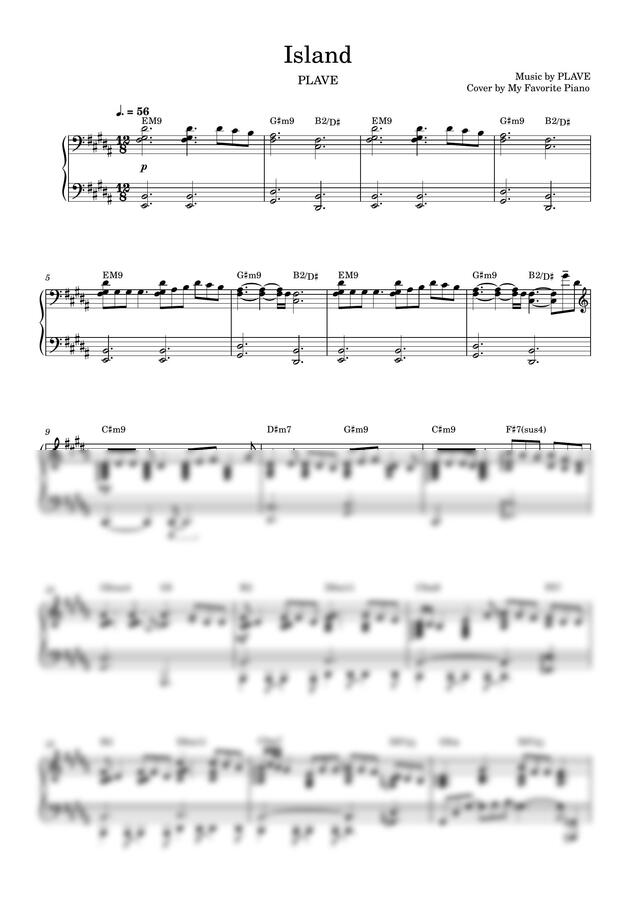 악보 > PLAVE(플레이브) - Island(아일랜드)(C Key 포함) (고급 악보) by My Favorite Piano