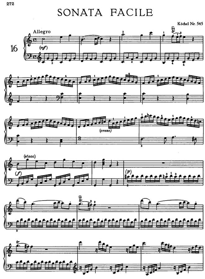 악보 > Mozart - Mozart Piano Sonata No.16, K545