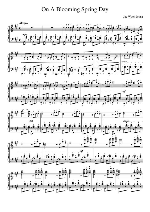 악보 > 정재욱 - 꽃피는 봄날에 (On A Blooming Spring Day) (자작곡) by 정재욱