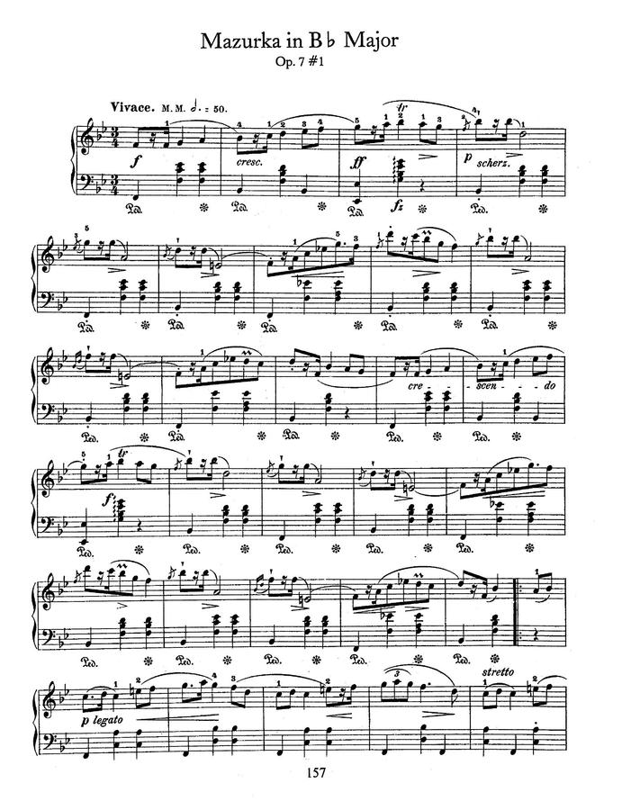 악보 > F. Chopin (쇼팽) - Mazurka No.5 In B Flat Major Op.7-1