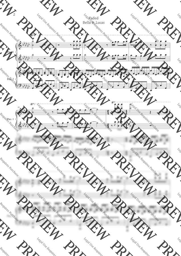 악보 > Alan Walker - Faded (4 hands) by 벨라앤루카스