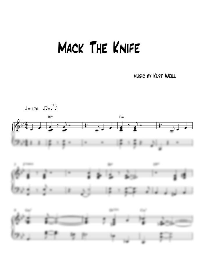 악보 > Kurt Weill - Mack The Knife (Jazz) | MIWHA