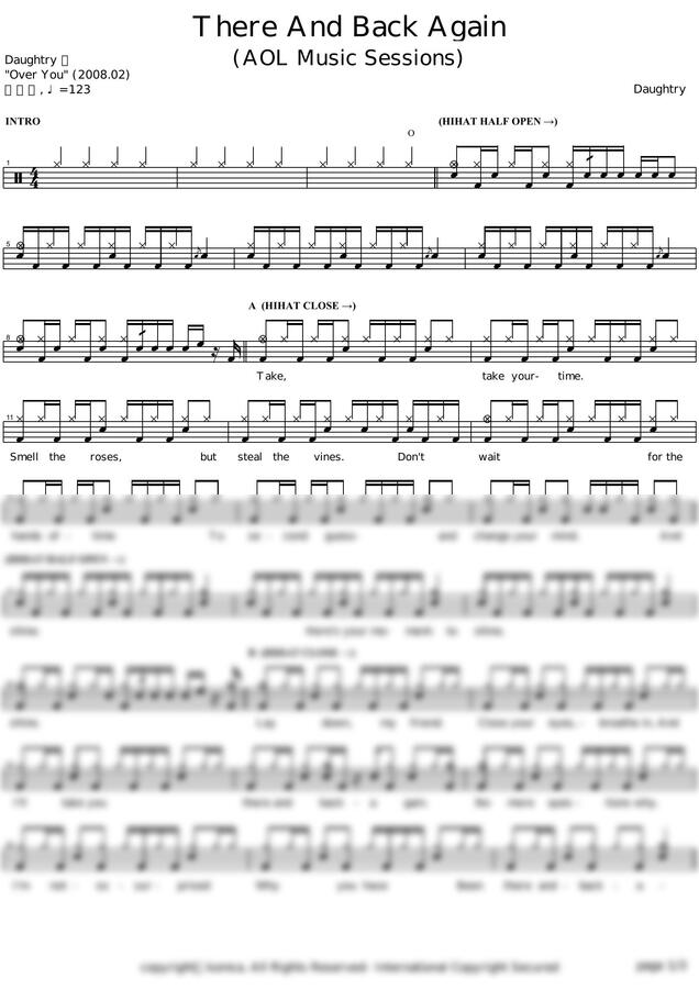 악보 > Daughtry - There And Back Again by 카피드럼