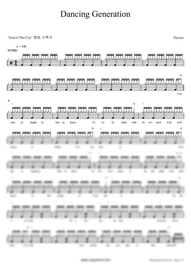 악보 > Matt Redman - Dancing Generation | 카피드럼
