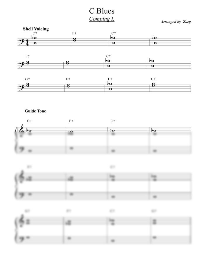 악보 > Zoey - C Blues Comping 1 by Zoey