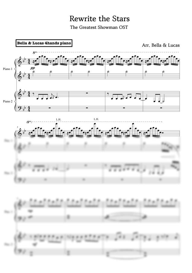 악보 > 위대한 쇼맨 OST - Rewrite The Stars by 벨라앤루카스