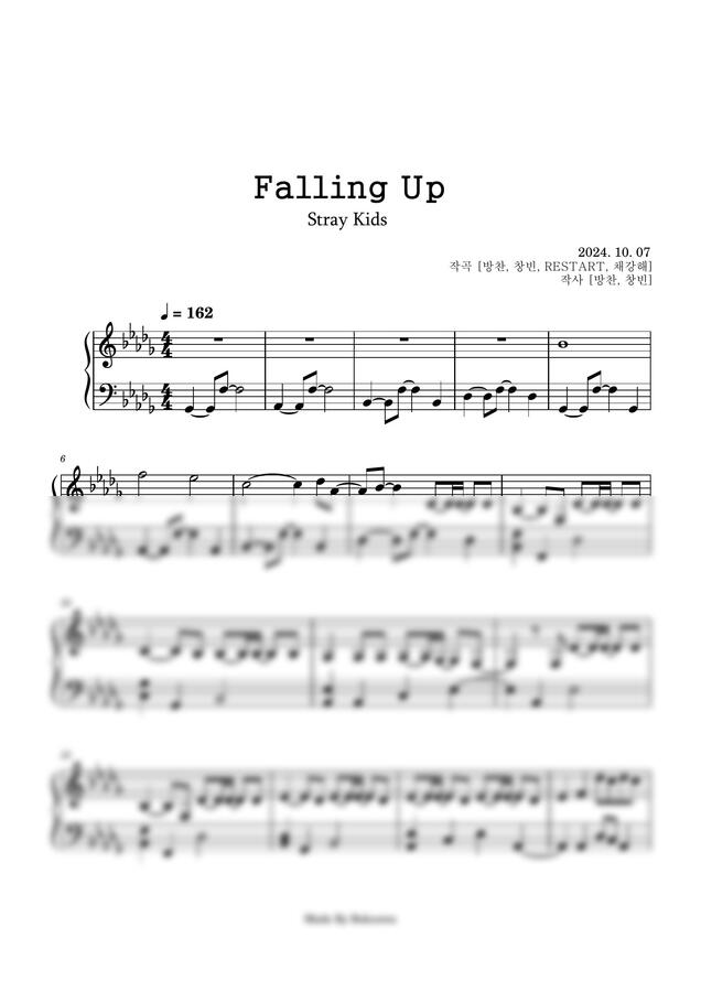 악보 > Stray Kids (스트레이 키즈) - Falling Up (중급 악보/원키) by Boknowa보노아