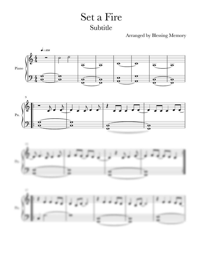 악보 Will Reagan 성령의 불 주소서 Set A Fire 매우 쉬운 악보 By Blessing Memory