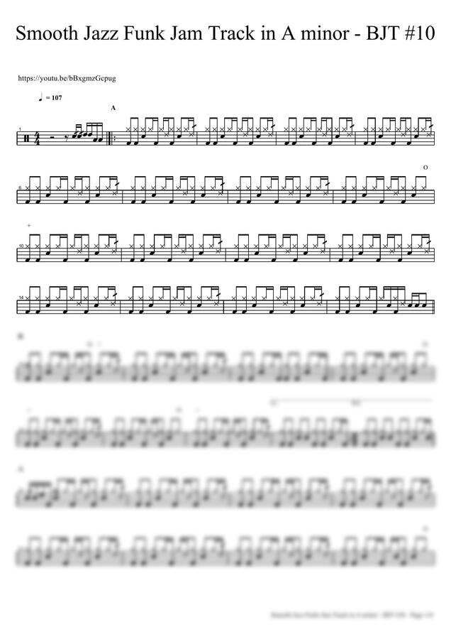 악보 > Smooth Jazz Funk Jam Track in A minor - BJT 10 by 카피드럼