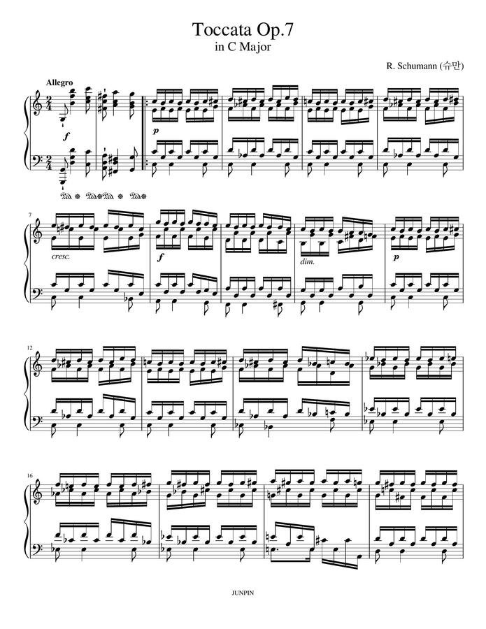 악보 > R. Schumann (슈만) - Toccata Op.7 in C Major (토카타) by JUNPIN